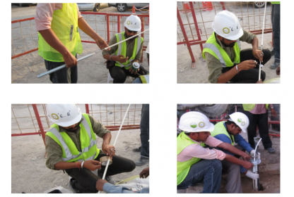 Mechanical Extensometer Installation with stainless steel connecting ...